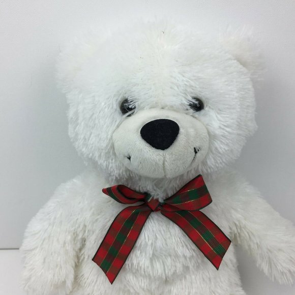 Build-A-Bear | Toys | Buildabear Workshop 6 White Fluffy Bear Red Plaid ...